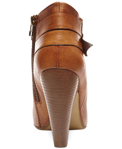 Steve Madden Nevo Peep Toe Booties In Cognac Brown Lyst