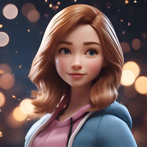 Portrait Of A Beautiful Girl With Pink Hair And Blue Eyes Premium Ai