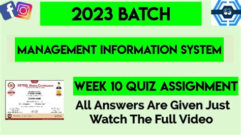 Management Information System Week 10 Quiz Assignment Solution Nptel