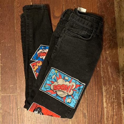 2y Dnm Black Tight Jeans With Graphic Depop