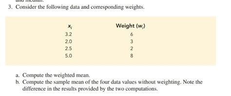 solved 3 consider the following data and corresponding