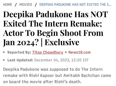 Deepika To Start Shooting For The Intern Remake From Jan 2024 Rbollyblindsngossip