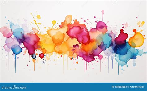 Vibrant Watercolor Blobs A Playful Symphony Of Colors Stock