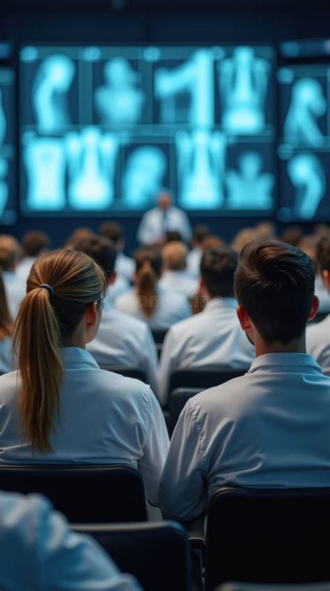 Medical Students In Lecture Hall Learning Anatomy Concepts Stock