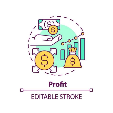 2d Editable Multicolor Profit Icon Simple Isolated Vector Thin Line Illustration Representing