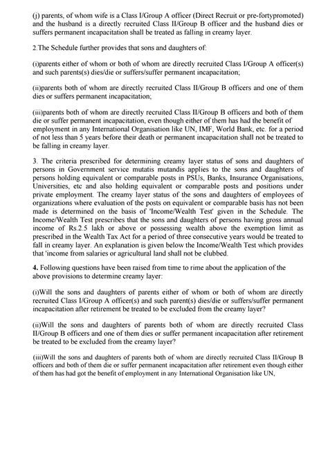 OBC NON CREAMY LAYER CERTIFICATE CLARIFICATIONS