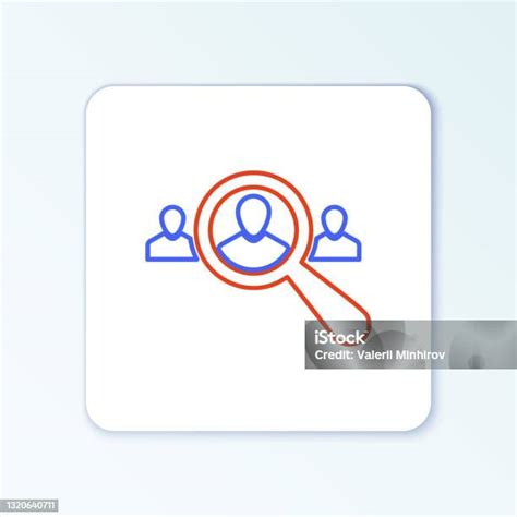 흰색 배경에 격리 된 사람 아이콘을 검색하기 위한 라인 돋보기 모집 또는 선택 개념 직원 및 직업 검색 다채로운 개요 개념 벡터 개념에 대한 스톡 벡터 아트 및 기타 이미지