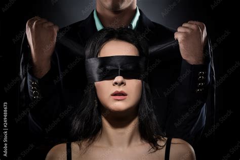 Photo And Art Print Couple Love Kiss Sexy Blindfolded Woman And Elegant