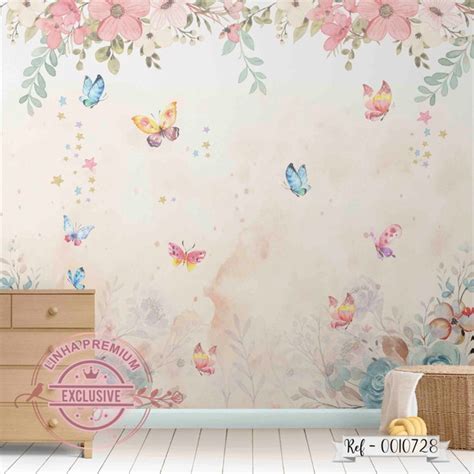 Papel De Parede Infantil Floral Aquarela Elo7