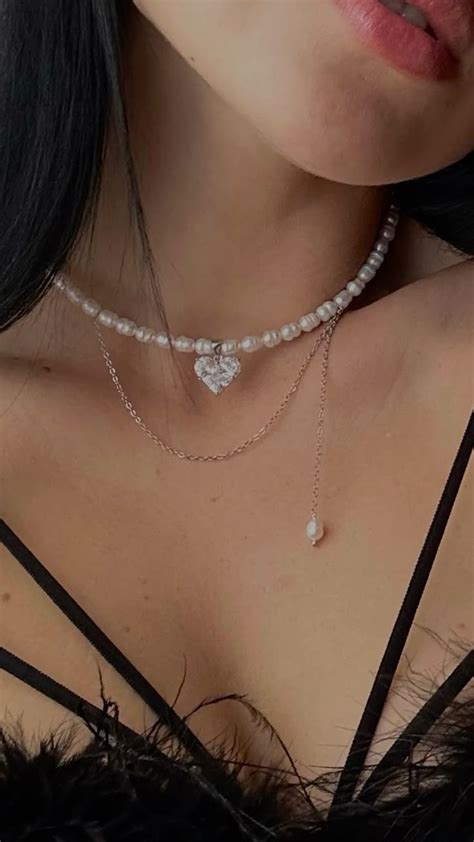Чокер из жемчуга чокер с сердечком чокер с цепочкой нежный чокер жемчужный чокер