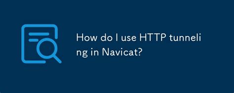 how do i use tunneling in navicat navicat php cn