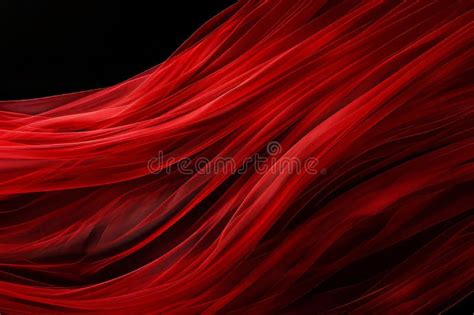 Elegant Abstract Background Of Soft Wavy Textures In Luxurious Red Fabric Design Stock
