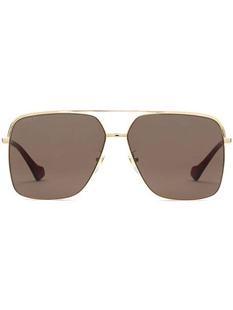 Gucci Pilot Frame Tinted Sunglasses In Gold Modesens