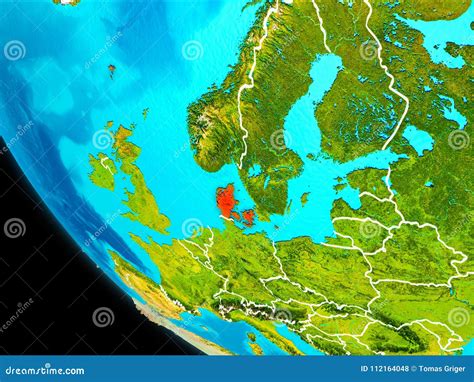 Denmark On Earth From Space Stock Illustration Illustration Of View