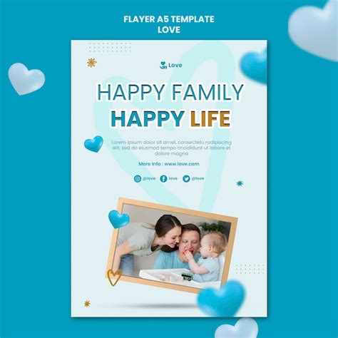 행복 한 가족 전단지 서식 파일 무료 Psd 파일