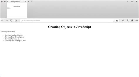 Screenshot Of A Previewed Web Page That Uses JavaScript To Display