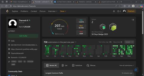 Leetcode Problemsolving Logicalthinking Codingjourney Tharnesh R