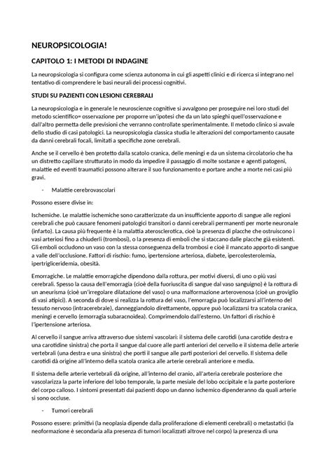 Riassunto Neuropsicologia Docsity