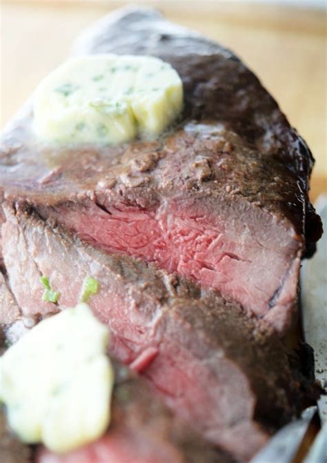 Oven Baked London Broil With Chive Butter