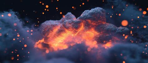 Realistic Fire Simulation With Dynamic Physics On A Black Background