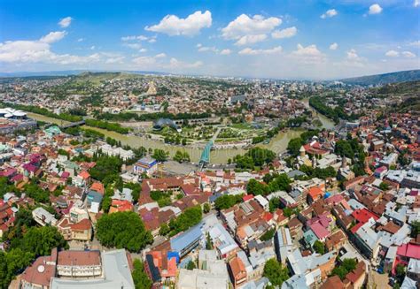 Panoramic View Of Tbilisi City From The Narikala Fortress Old Town And