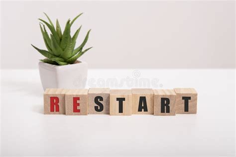Wooden Blocks With The Text Restart New Business Relaunch Startup Concept Stock Image Image