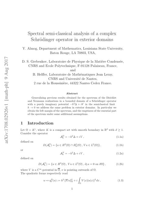 Full Article Spectral Semi Classical Analysis Of A Complex Schr Odinger Operator In Exterior
