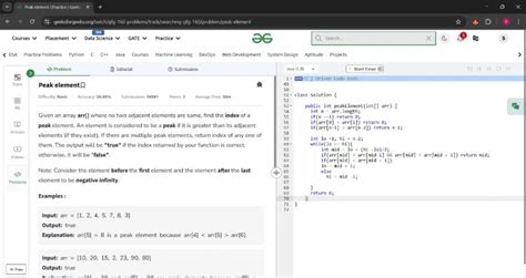 day30 gfg160days geekstreak2025 dsa peakelement binarysearch