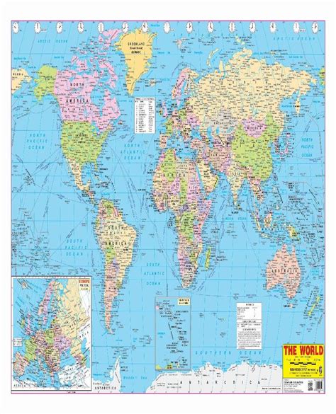 World Map Reference Educational Wall Chart By Dreamland Publications