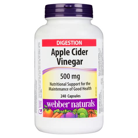 Webber Naturals Apple Cider Vinegar 500 Mg 240 Capsules Weshineca