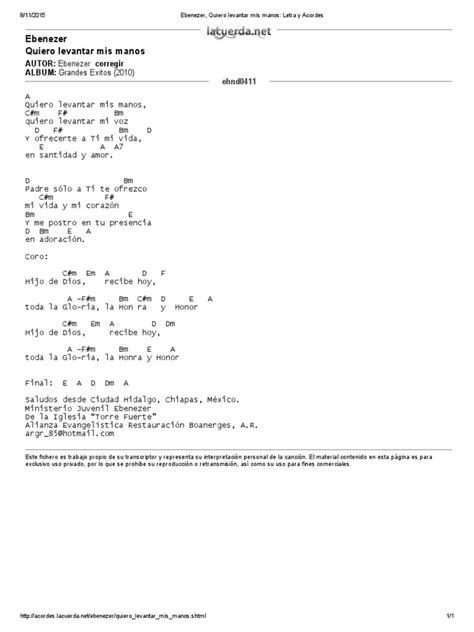 Letra Y Acordes De Quiero Levantar Pdf Arte