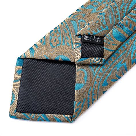Turquoise And Gold Paisley Silk Tie Classy Men Collection