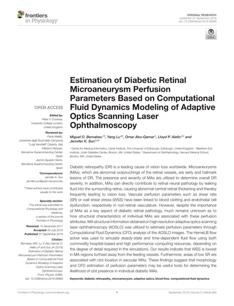 Pdf Estimation Of Diabetic Retinal Microaneurysm Perfusion Parameters