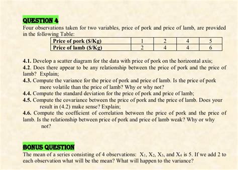Solved QUESTION 4 Four Observations Taken For Two Variables Chegg