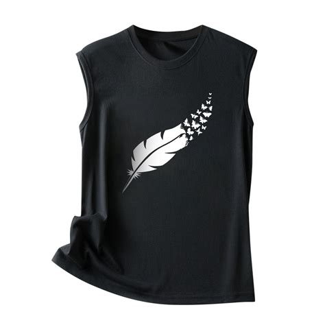Willbest Black Tank Top Woman Women Summer Sleeveless Crew Neck Feather