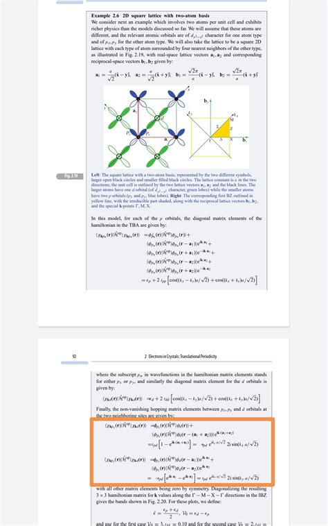 Homework And Exercises In Tight Binding 2d Square Lattice With Two