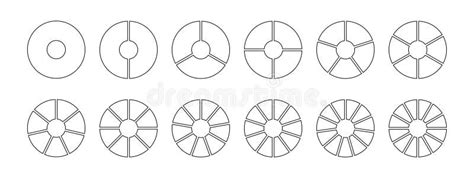 Circle Division Infographic Icon Set Pie Chart Divided 8910 Equal