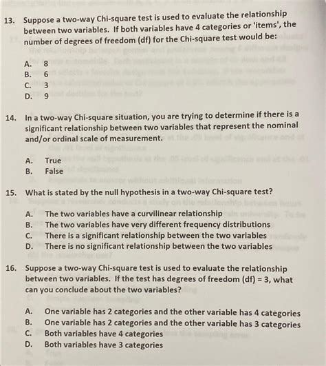 Solved Suppose A Two Way Chi Square Test Is Used To Evaluate