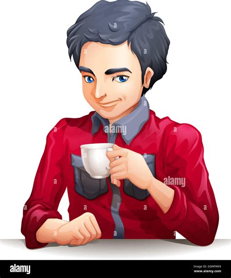 Smiling Model Holding Red Cup Stock Vector Images Alamy