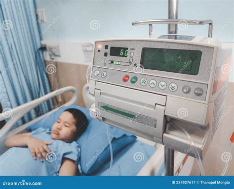 Close Up Adjust Infusion Pump Set Iv Fluid Intravenous Drop Saline Drip