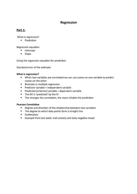 Week 7 Regression Hd Notes Regression Part 1 What Is Regression