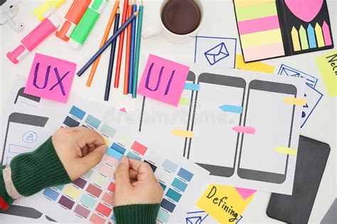 Creative Top View Photo Of Ux Ui Designer Working Space User