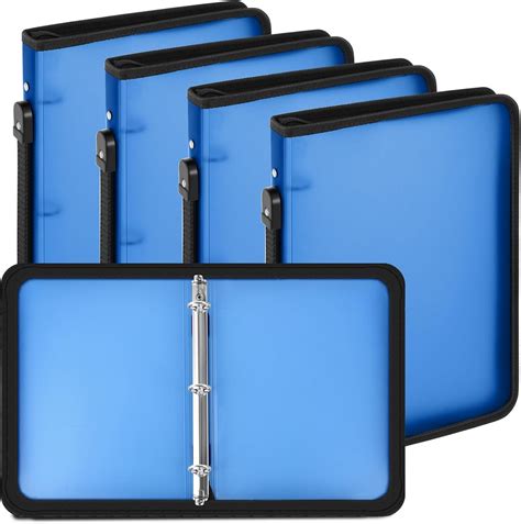 Teling 4 Pcs 1 Inch Blue Zipper Binder With 3 Ring Zipper