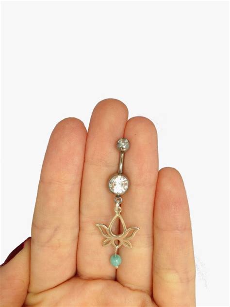 Lotus Flower Belly Button Piercing Sterling Silver 925