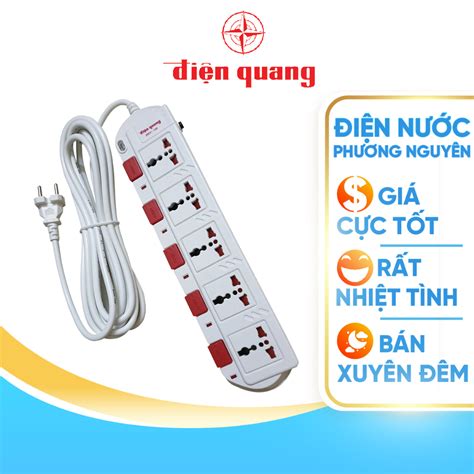 Ổ Cắm Điện Quang Thông Minh Dài 5m Chống Giật An Toàn 5 Lỗ 3 Chấu