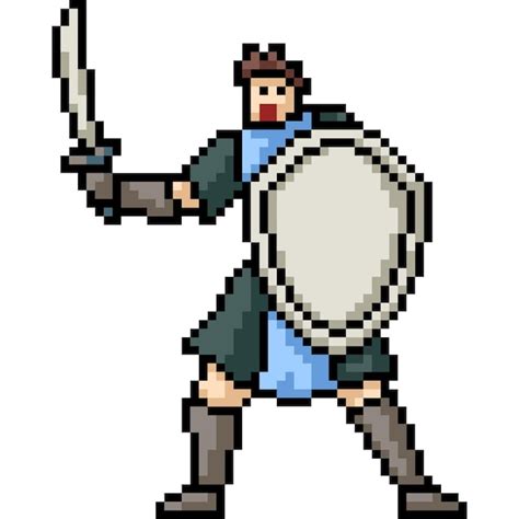 Premium Vector Pixel Art Of Sword Shield Warrior