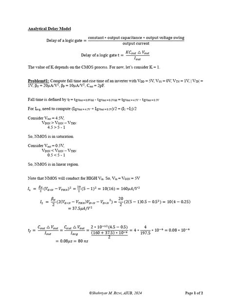 Week2 Analytical Delay Model Pdf Digital Electronics Electrical Equipment