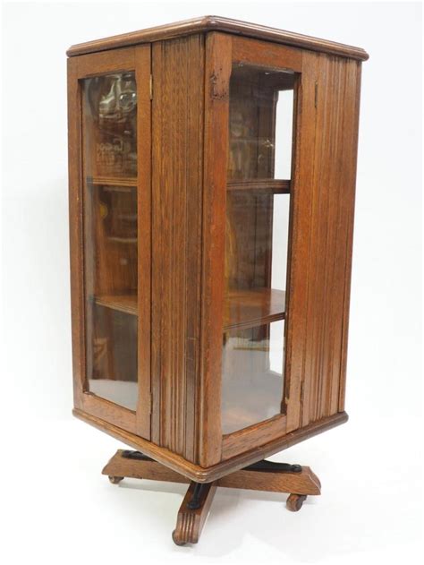 Sold At Auction Oak 4 Door Revolving Display Case