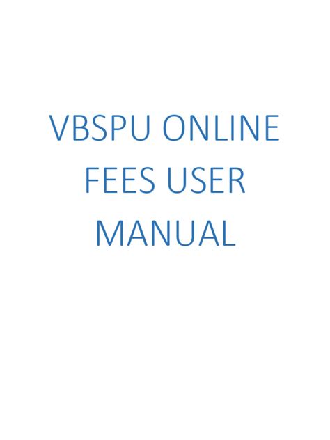 Vbspu Online Fees User Manual Pdf Business Finance And Money Management