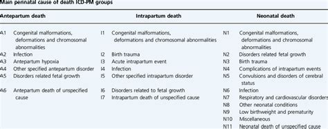 The Icd Pm System Perinatal Causes Of Death Separated By Timing Of Download Table